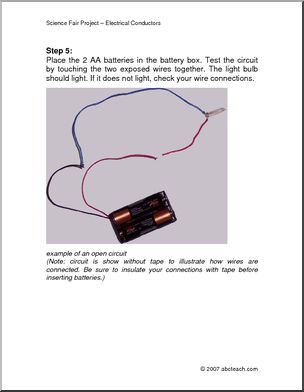Science Project: Electrical Conductors (upper elem) – Abcteach