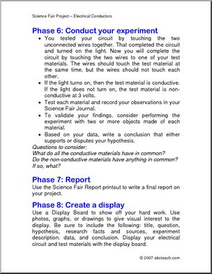 Science Project: Electrical Conductors (upper elem) – Abcteach