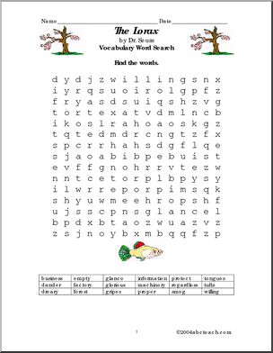 The Lorax (primary/elem) Book I abcteach.com