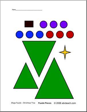 Shape Puzzle: Christmas Tree (color) | Abcteach