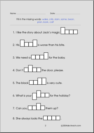 Word Shapes - 4 letter words (set 1) Worksheet I abcteach.com