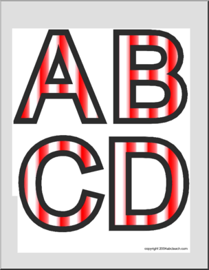 Alphabet Letter Patterns: Candy Cane theme A-Z (color, small) | Abcteach