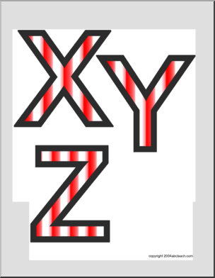 Alphabet Letter Patterns: Candy Cane theme A-Z (color, small) | Abcteach