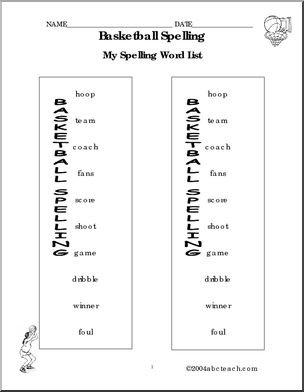 Basketball (primary) Spelling I abcteach.com