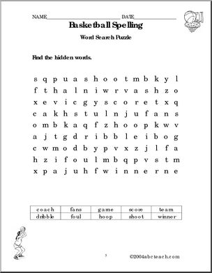 Basketball (primary) Spelling I abcteach.com