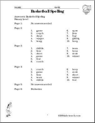 Basketball (primary) Spelling I abcteach.com