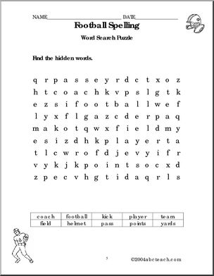 Football (primary) Spelling I abcteach.com