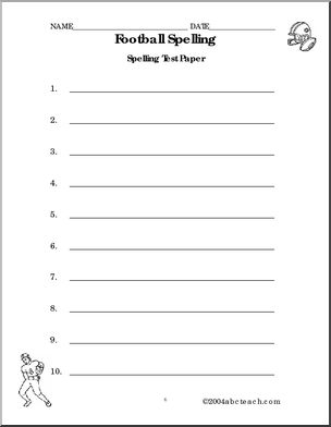 Football (primary) Spelling I abcteach.com