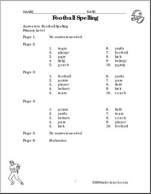 Football (primary) Spelling I abcteach.com