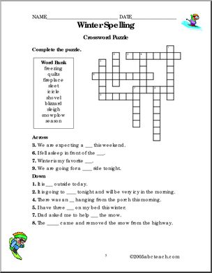 Winter (elementary) Spelling I abcteach.com