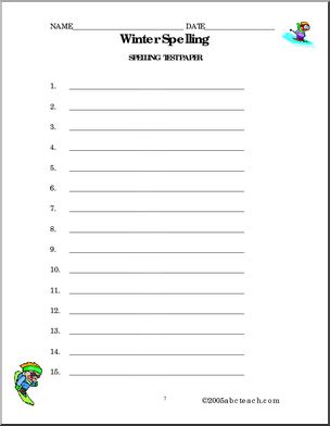Winter (elementary) Spelling I abcteach.com