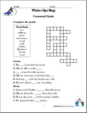 Spelling: Winter Theme (primary/elem) | Abcteach