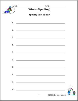 Spelling: Winter Theme (primary/elem) | Abcteach