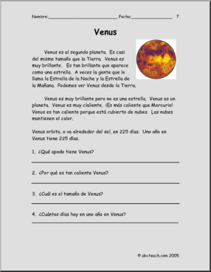 ComprensiÃ›n de texto: El sistema solar (elementaria) - Abcteach