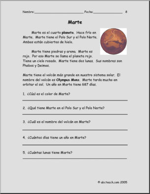 ComprensiÃ›n de texto: El sistema solar (elementaria) - Abcteach