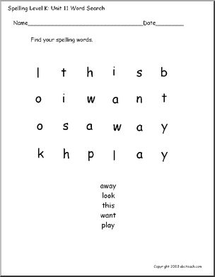 Spelling Level K, unit 11 I abcteach.com
