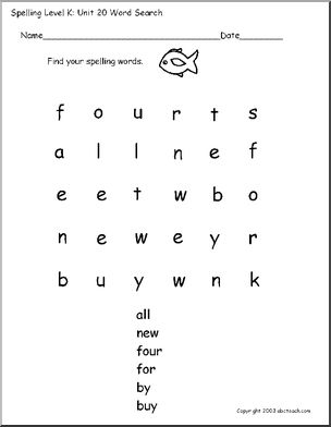 Spelling Level K, unit 20 – Abcteach