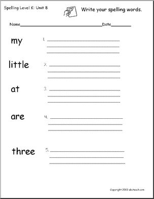 Spelling Level K, unit 8 – Abcteach