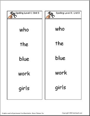 Spelling Level K, unit 9 I abcteach.com