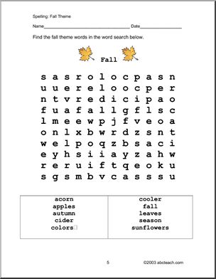 Spelling: Fall Theme (primary/elem) – Abcteach