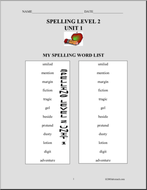 Spelling Level 2, unit 1 (elementary) I abcteach.com