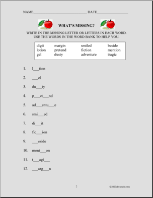 Spelling Level 2, unit 1 (elementary) I abcteach.com