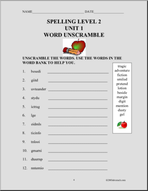 Spelling Level 2, unit 1 (elementary) I abcteach.com
