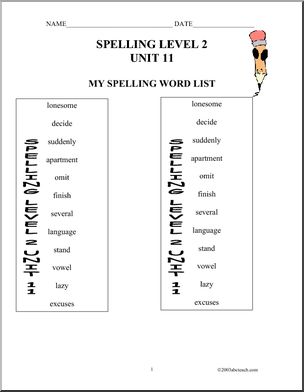 Spelling Level 2, unit 11 (elementary) I abcteach.com