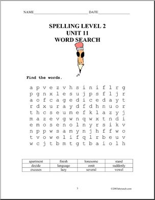 Spelling Level 2, unit 11 (elementary) I abcteach.com