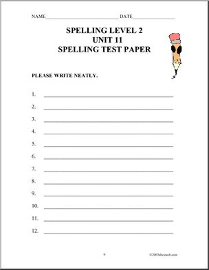 Spelling Level 2, unit 11 (elementary) I abcteach.com