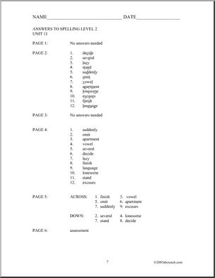 Spelling Level 2, unit 11 (elementary) I abcteach.com