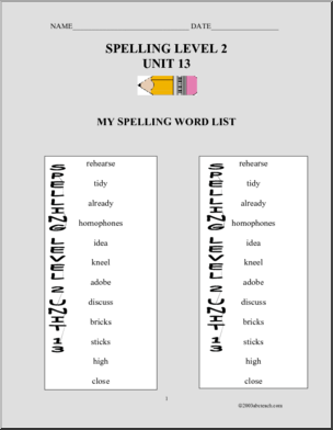 Spelling Level 2, unit 13 (elementary) – Abcteach