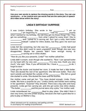 Spelling Level 2, unit 14 - reading work (elementary) I abcteach.com