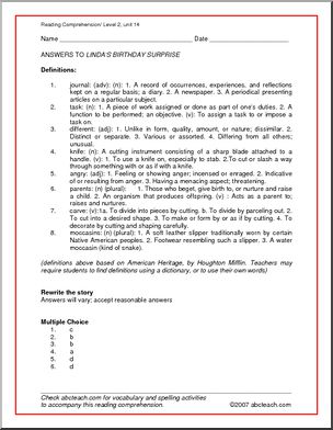 Spelling Level 2, unit 14 - reading work (elementary) I abcteach.com