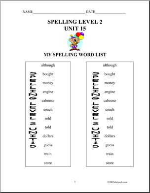 Spelling Level 2, Unit 15 (elementary) I abcteach.com