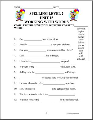 Spelling Level 2, Unit 15 (elementary) – Abcteach