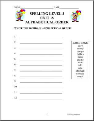 Spelling Level 2, Unit 15 (elementary) I abcteach.com