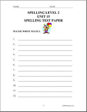 Spelling Level 2, Unit 15 (elementary) – Abcteach