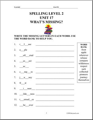 Spelling Level 2, unit 17 (elementary) – Abcteach