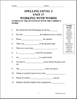 Spelling Level 2, unit 17 (elementary) – Abcteach