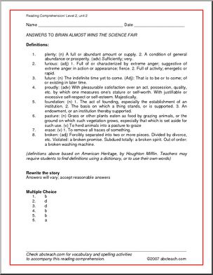 Spelling Level 2, Unit 2 - reading work (elementary) I abcteach.com