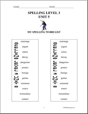 Spelling Level 3, unit 5 I abcteach.com