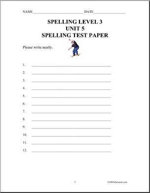 Spelling Level 3, unit 5 I abcteach.com