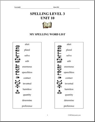 Spelling Level 3, unit 10 – Abcteach