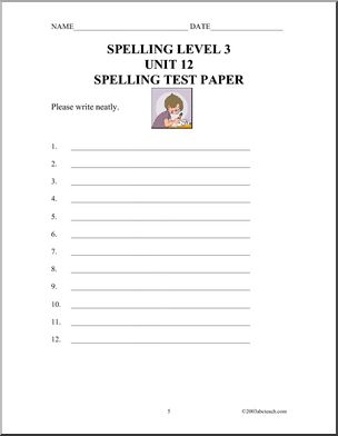 Spelling Level 3, unit 12 I abcteach.com