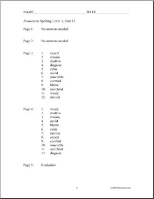 Spelling Level 3, unit 12 I abcteach.com