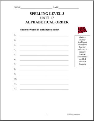 Spelling Level 3, unit 17 I abcteach.com