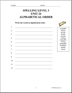 3rd Grade Spelling Unit, set 24 I abcteach.com