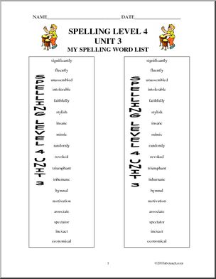 Spelling Level 4, unit 3 I abcteach.com