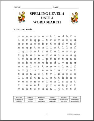 Spelling Level 4, unit 3 I abcteach.com